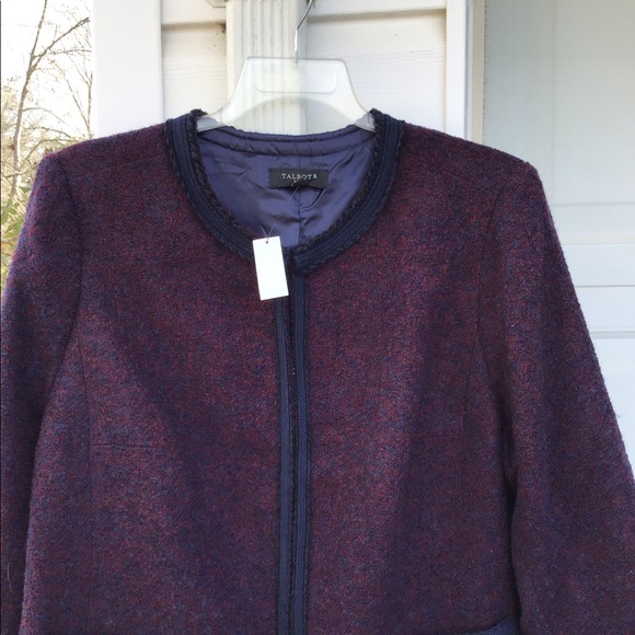 Talbots | Jackets & Coats | Nwt Talbots Navy Maroon Boiled Wool Lined ...